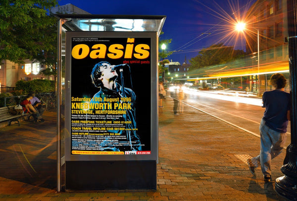 An original litho-printed Oasis poster and car sticker for the 1996 ...